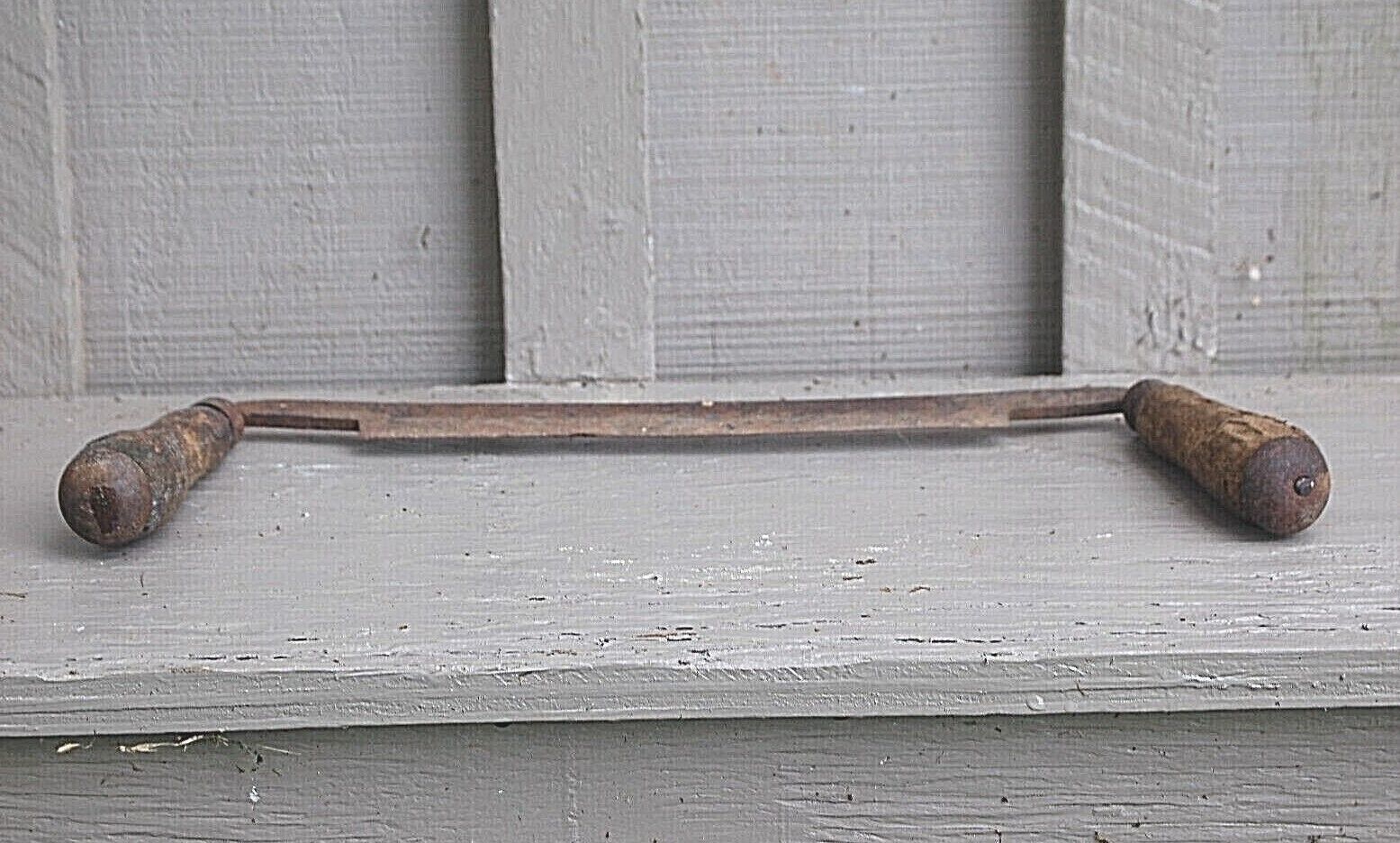 Antique Primitive Draw Knife Tool Wooden Handles Woodworking Old ...