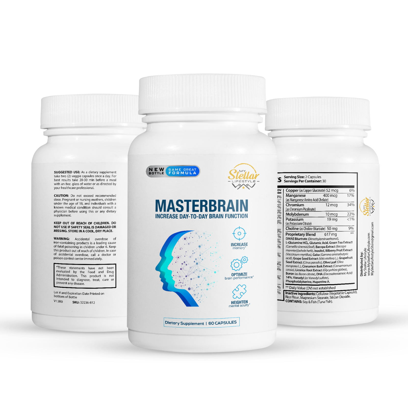 2 Pack Masterbrain, aumenta la función cerebral del día a día-60 Cápsulas x2 - Dietary Supplements