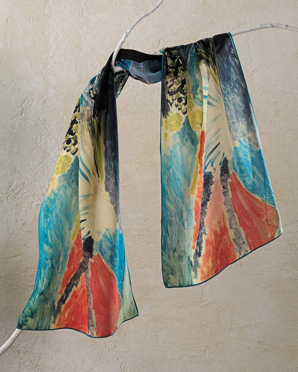Smithsonian Tropical Palm Silk Scarf 62" x 17" - Women