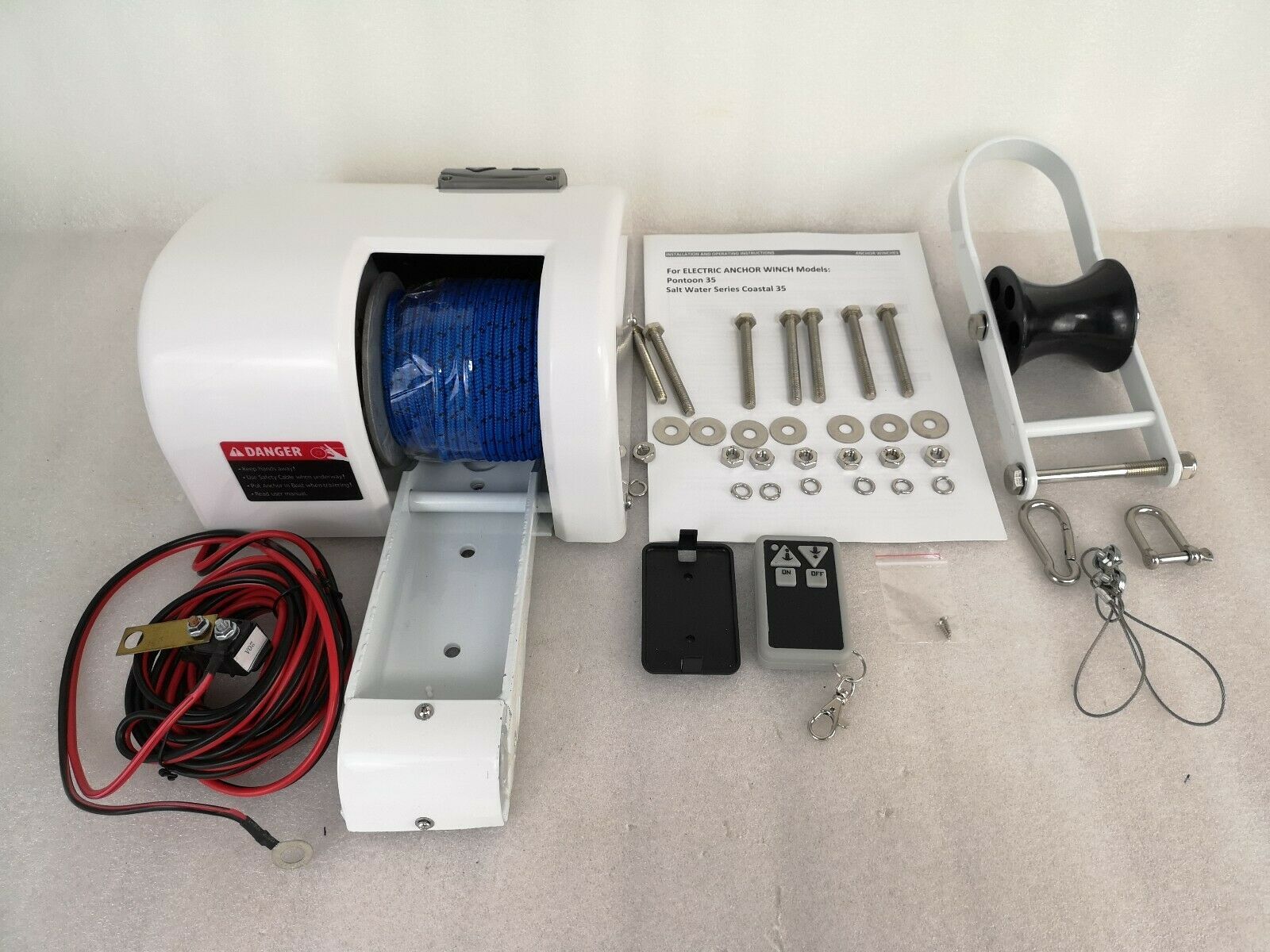 12V Wireless Remote Control Anchor Winch Windlass For Saltwater 35Lb ...