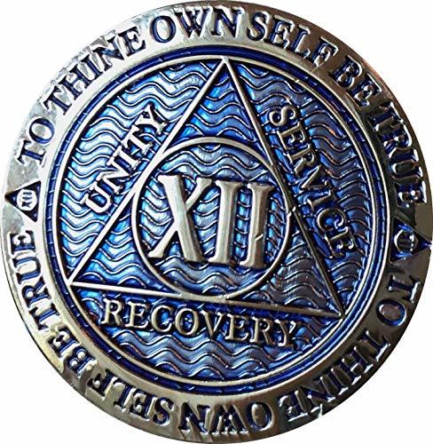 12 Year AA Medallion Dusty Blue Color Gold Plated Chip XII - Laminating ...