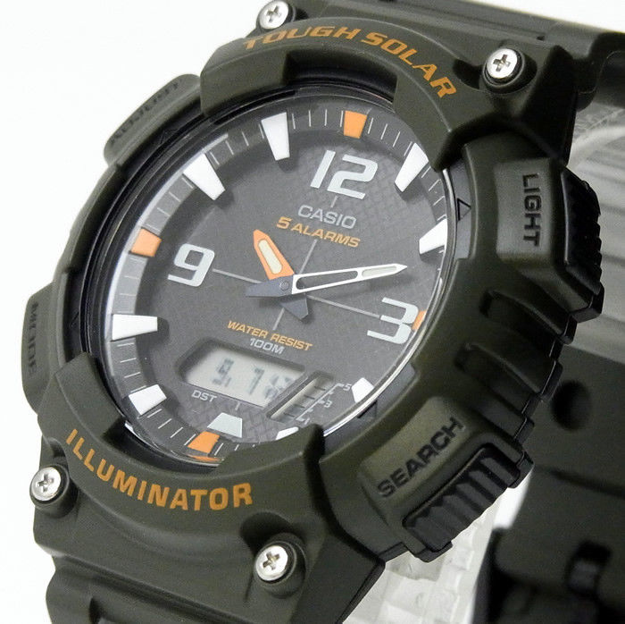Casio ANALOG/DIGITAL Watch Tough Solar Illuminator Green AQS810, AQ ...