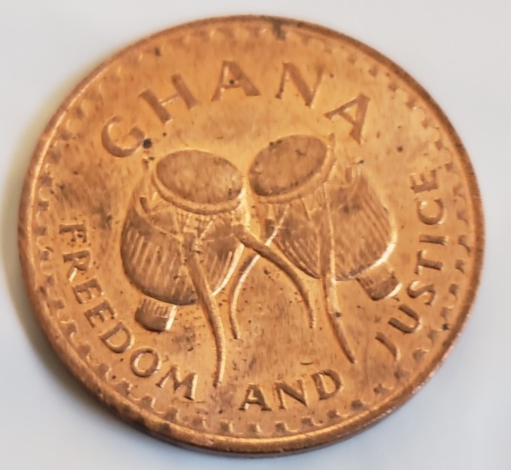 1967 GHANA One Pesewa Freedom and Justice 1" coin - Africa
