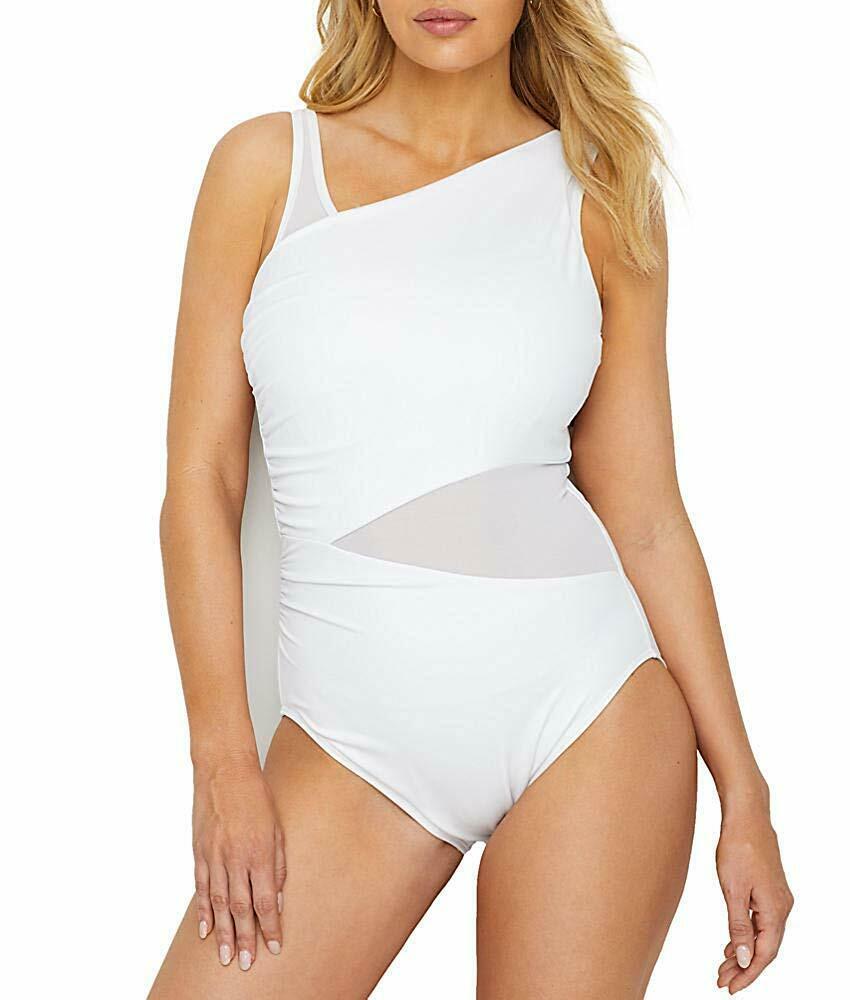 Miraclesuit White Illusionist Azura Underwire One Piece Swimsuit Us 16