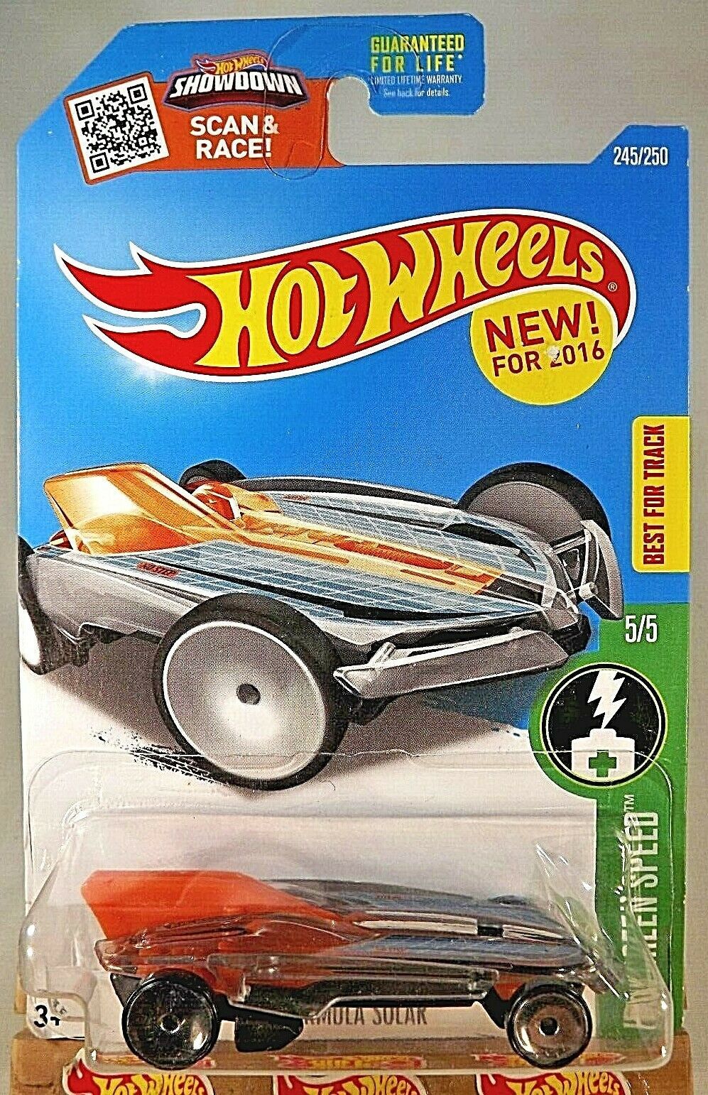 2016 Hot Wheels #245 HW Green Speed 5/5 HW FORMULA SOLAR Black/Orange ...