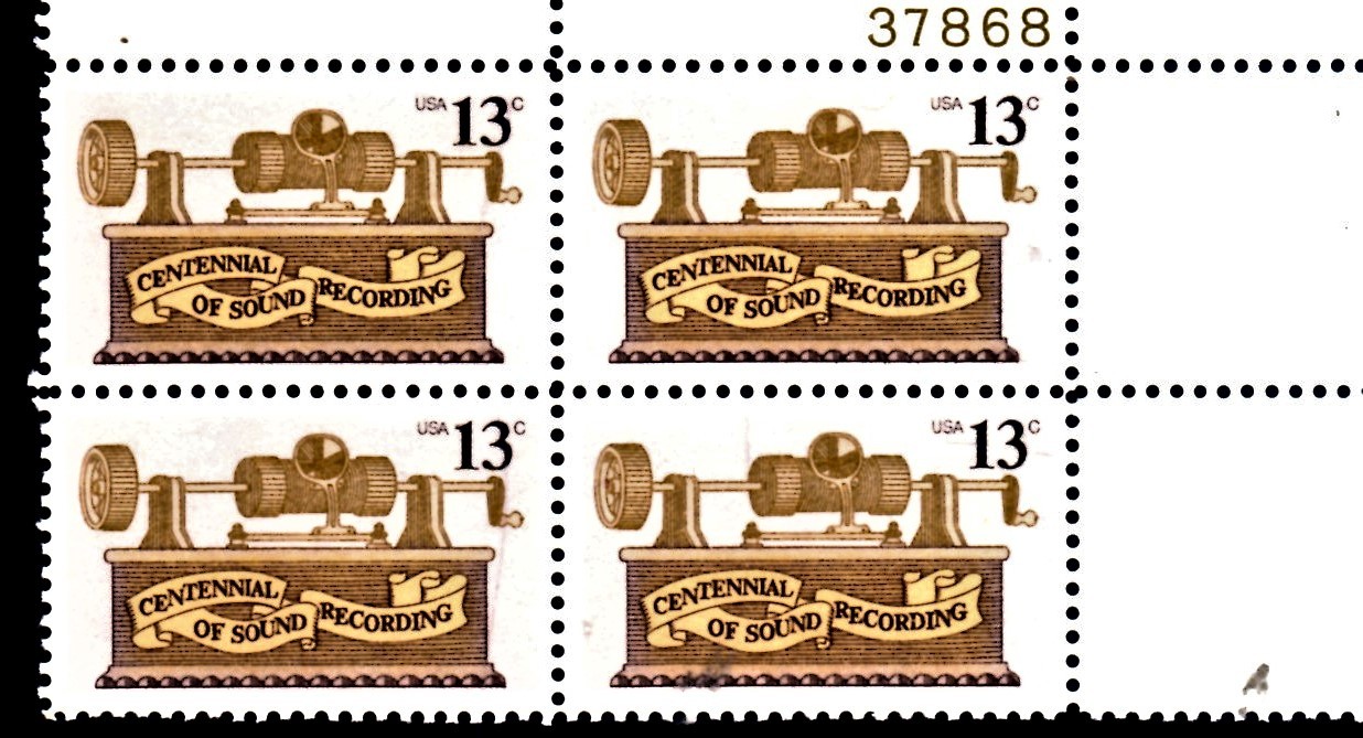 USPS Stamps -13 Cent...Sound Recording - Scott #1705 - Plate Blocks ...