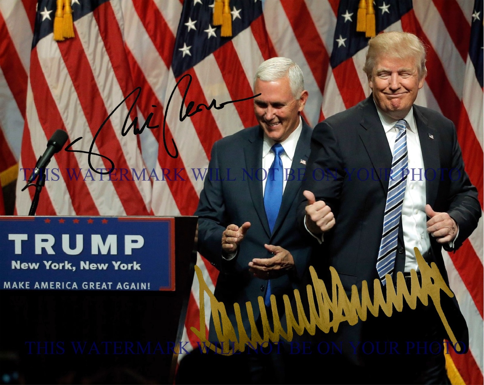 DONALD TRUMP AND MIKE PENCE SIGNED AUTOGRAPH 8X10 RP PHOTO PRESIDENT ...