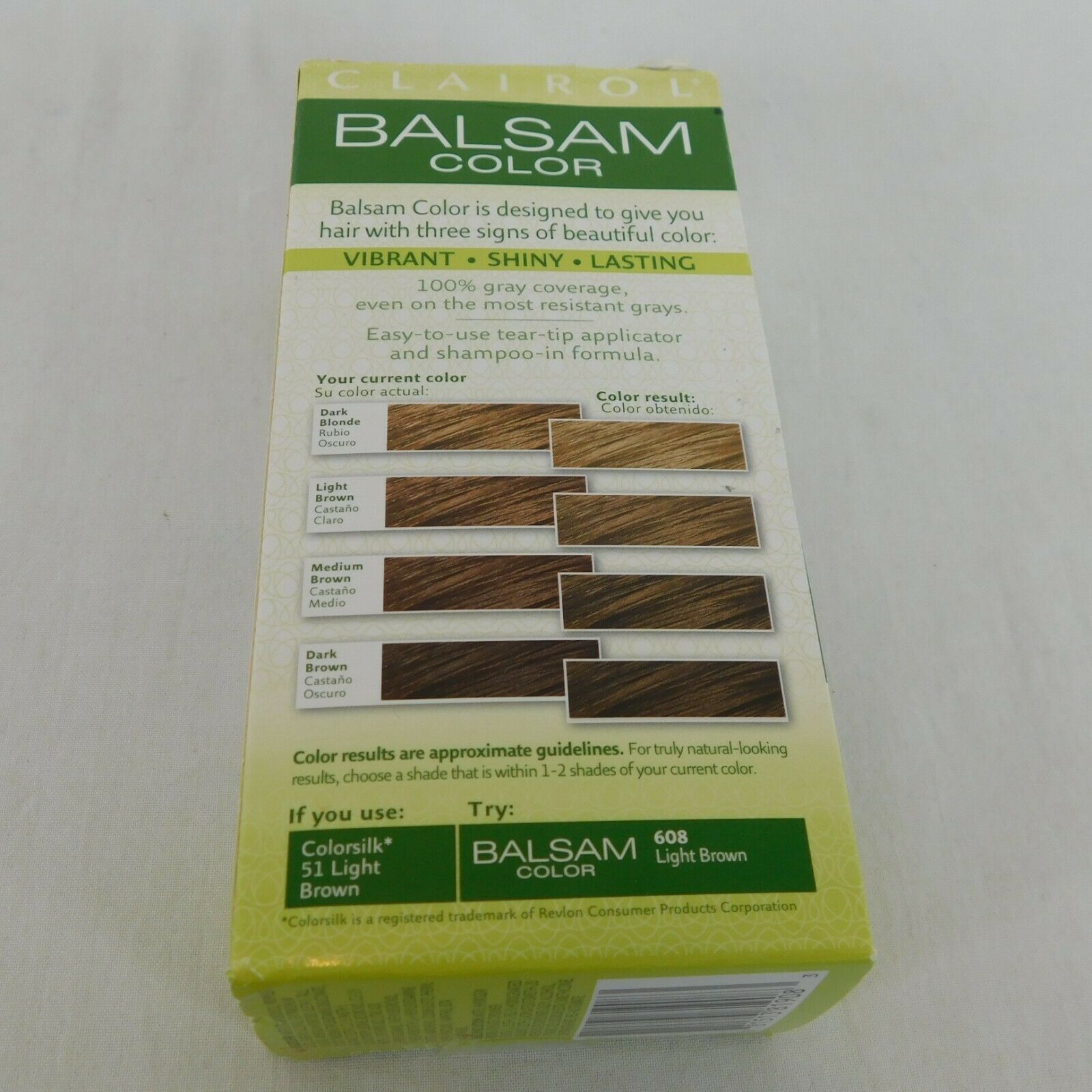 Clairol Balsam Hair Color Permanent Dye 608 Light Brown 1 Box Vibrant ...