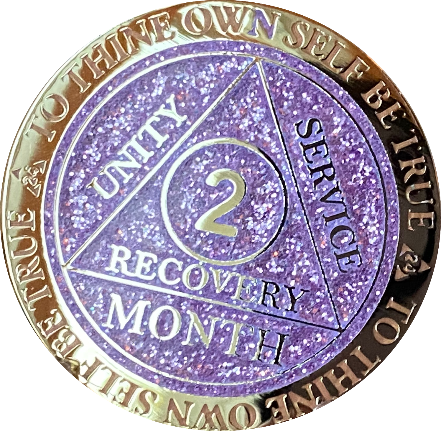 2 Month AA Medallion Recoverychip Reflex Purple Glitter Sobriety Chip ...