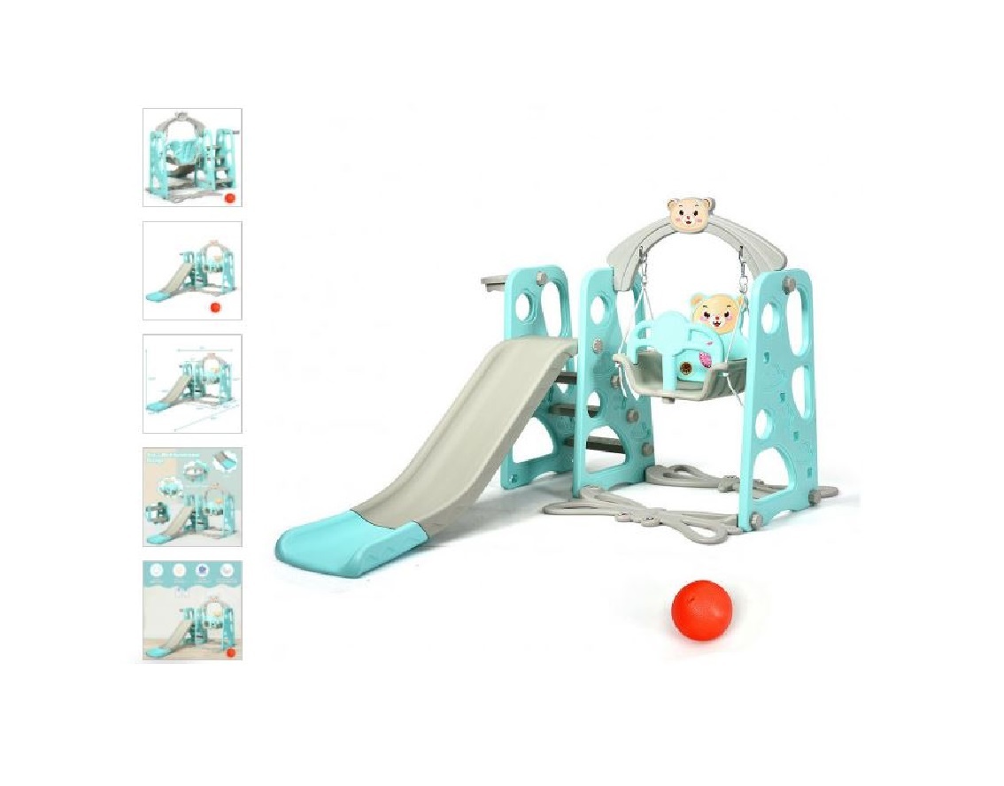 Aqua or Pink Toddler Swingset 3 in 1 Swing Sliding Board Climber ...
