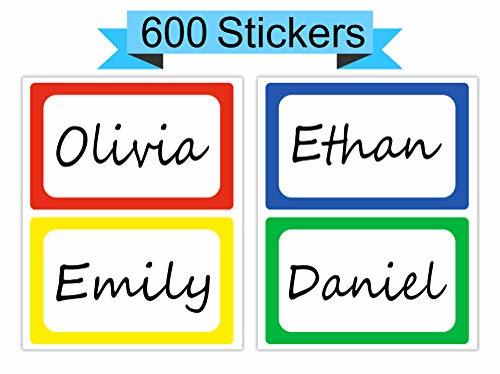 Peel and Stick Colorful Plain Name Tag Labels Stickers | Adhesive Name ...