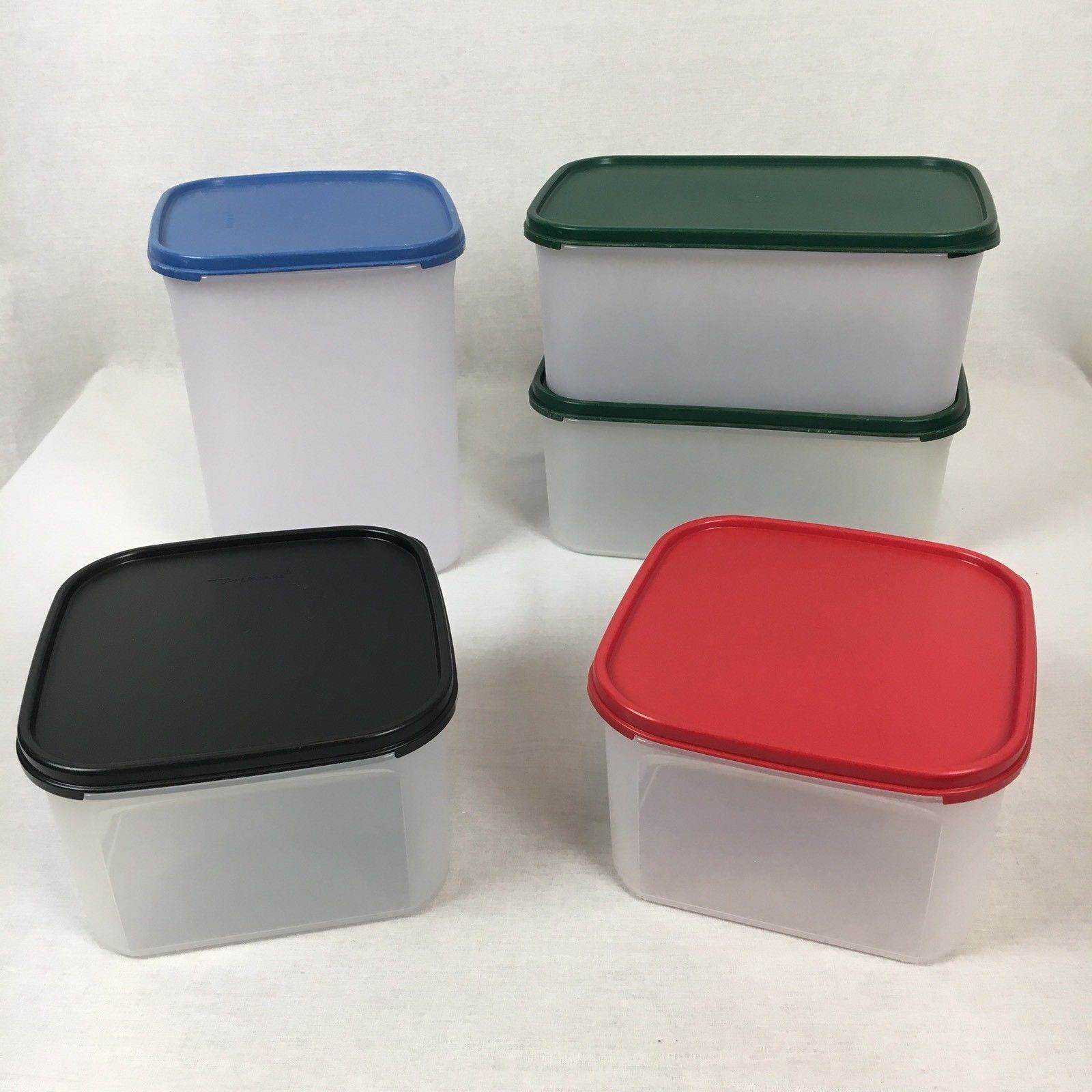 Tupperware Modular Mates Storage Set Square Rectangle 5 PC 1x23C, 2x18C ...