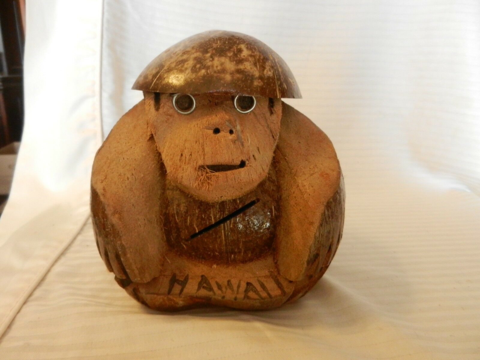 Wooden Piggy Bank Carved Coconut in Shape of a Monkey from Hawaii Tiki ...