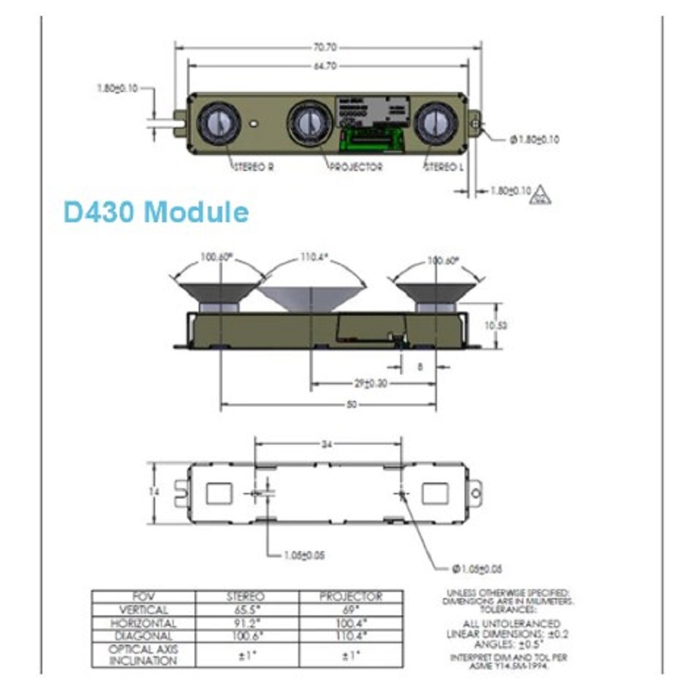 Intel realsense D415 D430 Module Kit 3D Camera Depth Module with USB ...