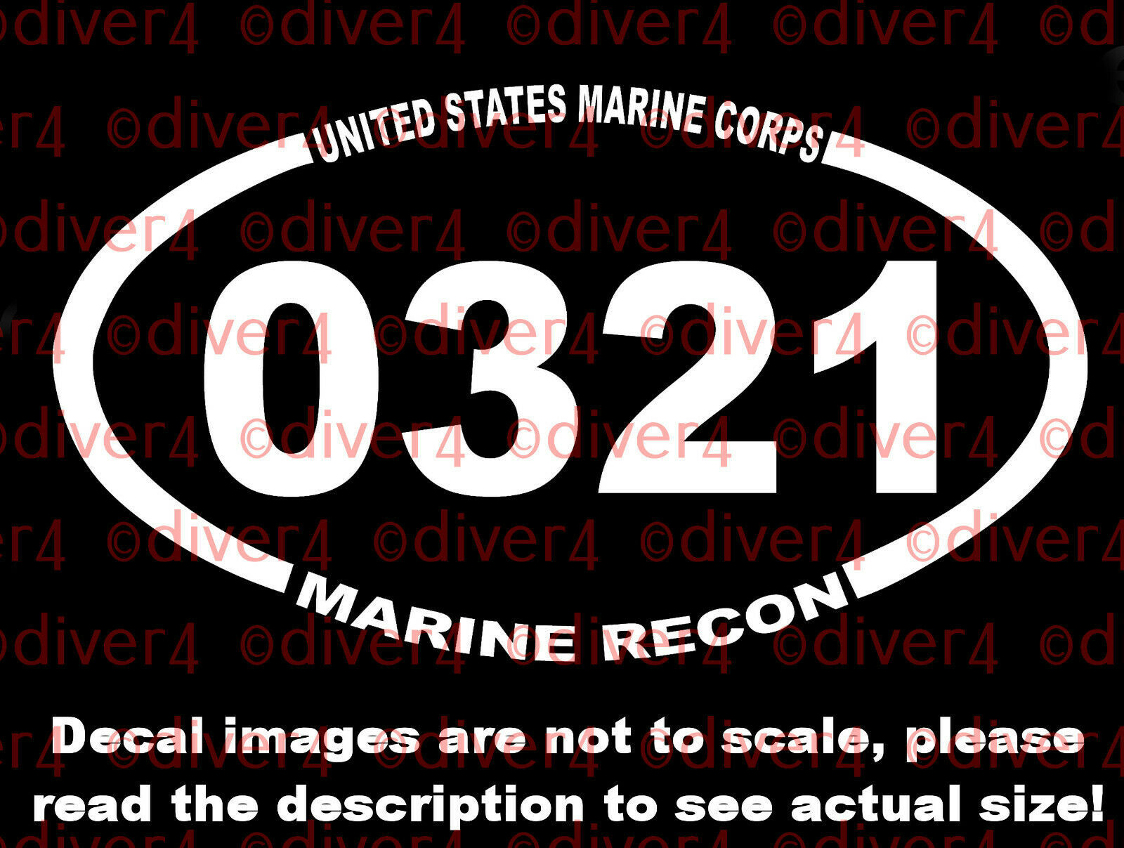 USMC 0321 Marine Recon MOS Decal Bumper Sticker Made in the USA Marine ...