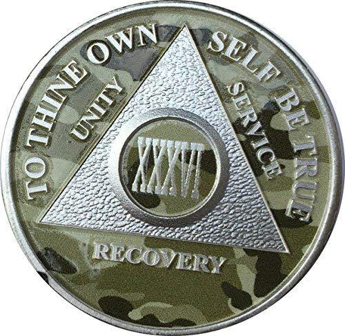 36 Year AA Medallion Camo Silver Plated Camouflage Color Chip - Office ...