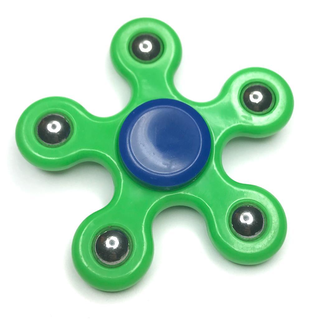 Five Arm Quinary Flower Fidget Spinner Plastic Kid Toy Metal Ball Fast ...
