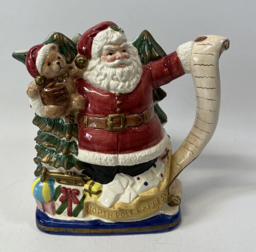 Fitz and Floyd 1993 Omnibus North Pole Express Santa 5802 Water Pitcher ...