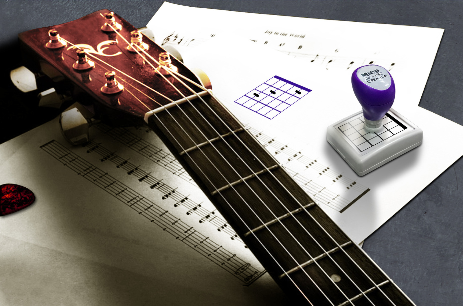 Guitar chord stamp, a great aiding tool for Guitar chord & fingering ...