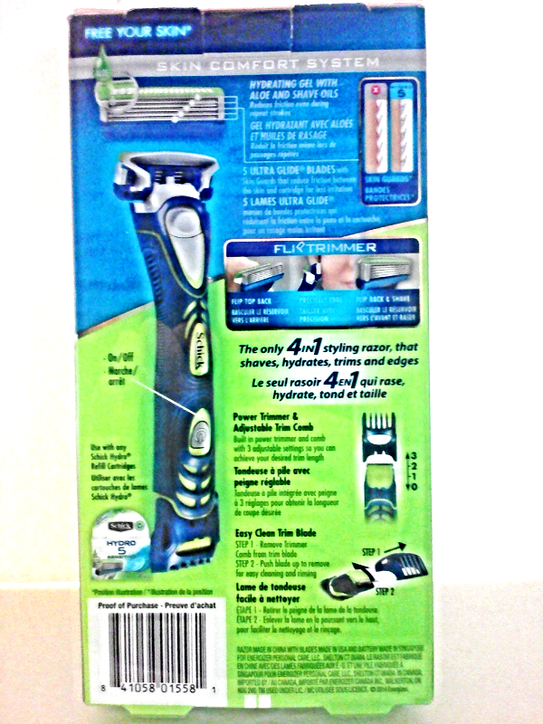 New Schick Hydro 5 Groomer 4 In 1 Battery Power Cartridge Razor ...