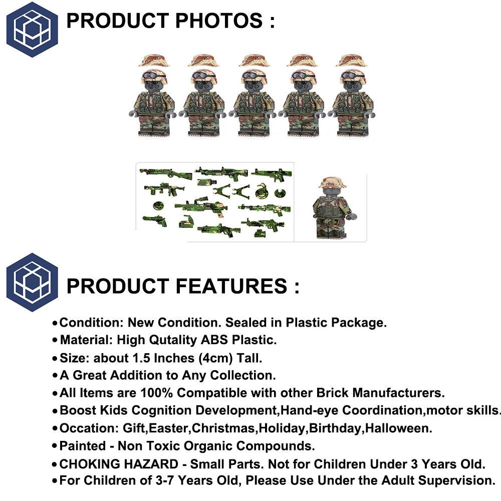 Modern US Army Marine Corps Squadron Soldiers Custom 5 Minifigure Sets ...