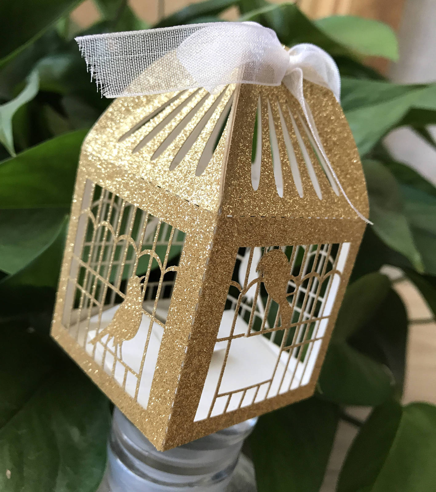 100pcs Love Bird Cage Laser Cut wedding favor box with ribbon,Chocolate ...