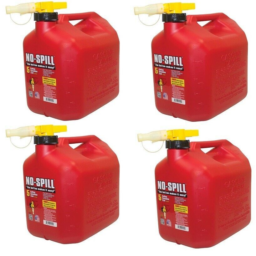 Gas Can 5 Gallon 4 Pack No-Spill Fuel Container Spill Proof Carb EPA ...