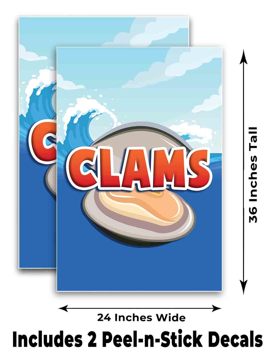 CLAMS Signicade 24x36 Aframe Sidewalk Decal Sign Banner FOOD SEAFOOD ...