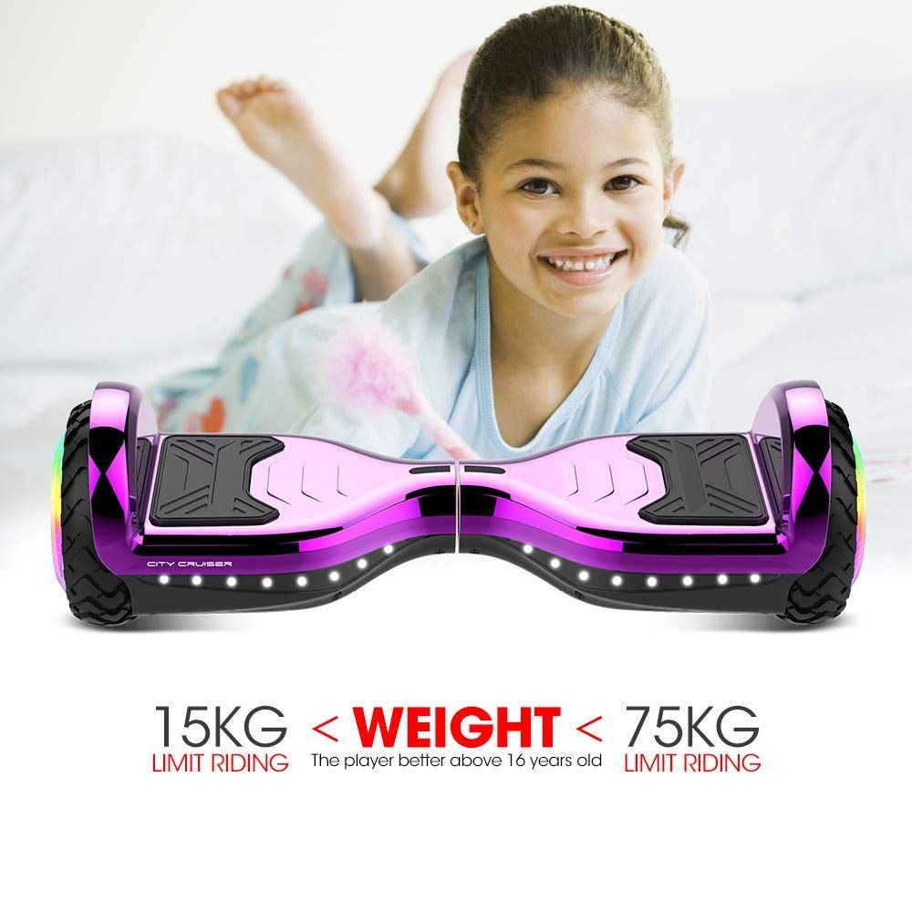 Purple 6.5" Mini Smart Hoverboard - Bluetooth And LED Lights - Self ...