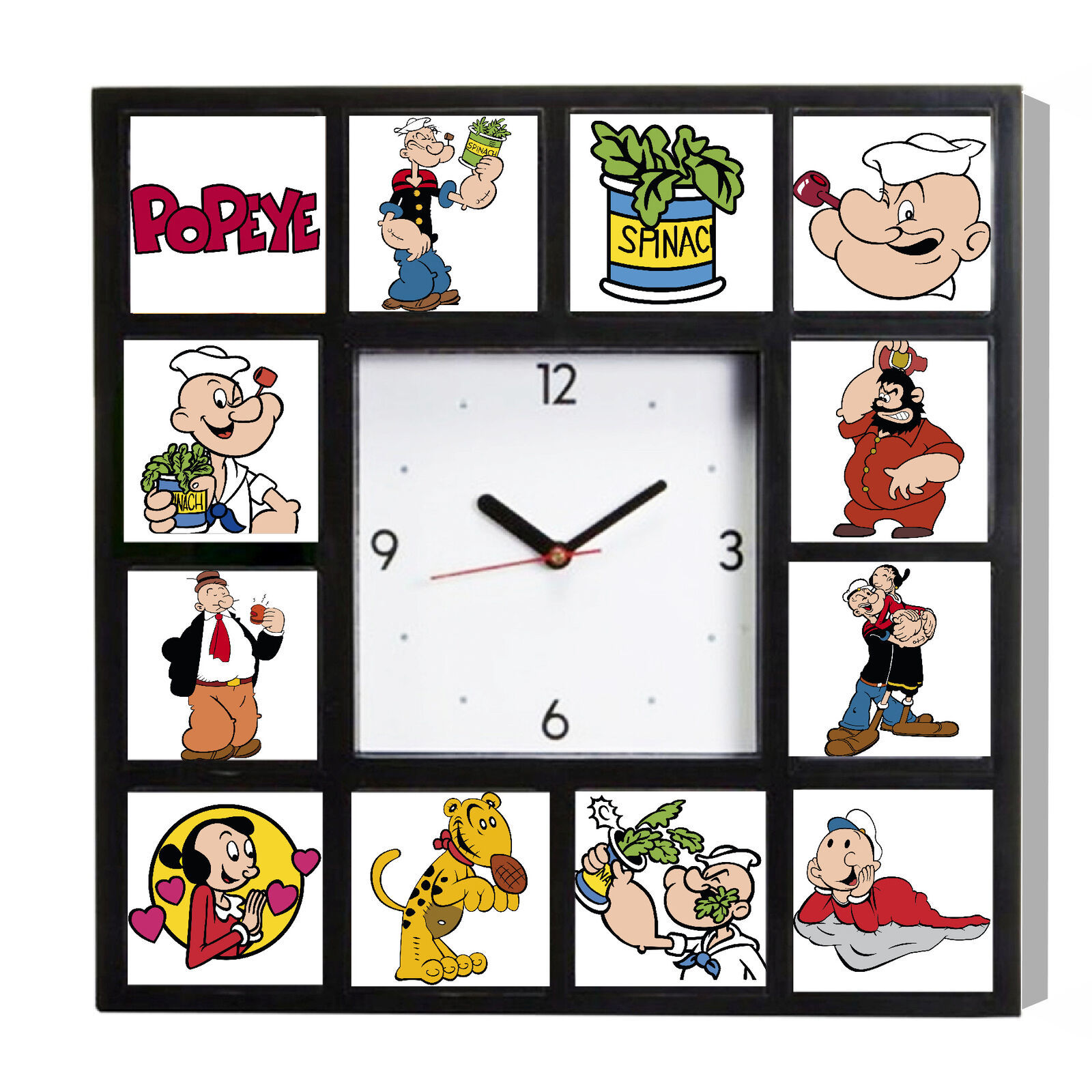 Popeye Olive Oyl Swee'Pea Wimpy Brutus Spinach Clock with 12 pictures ...