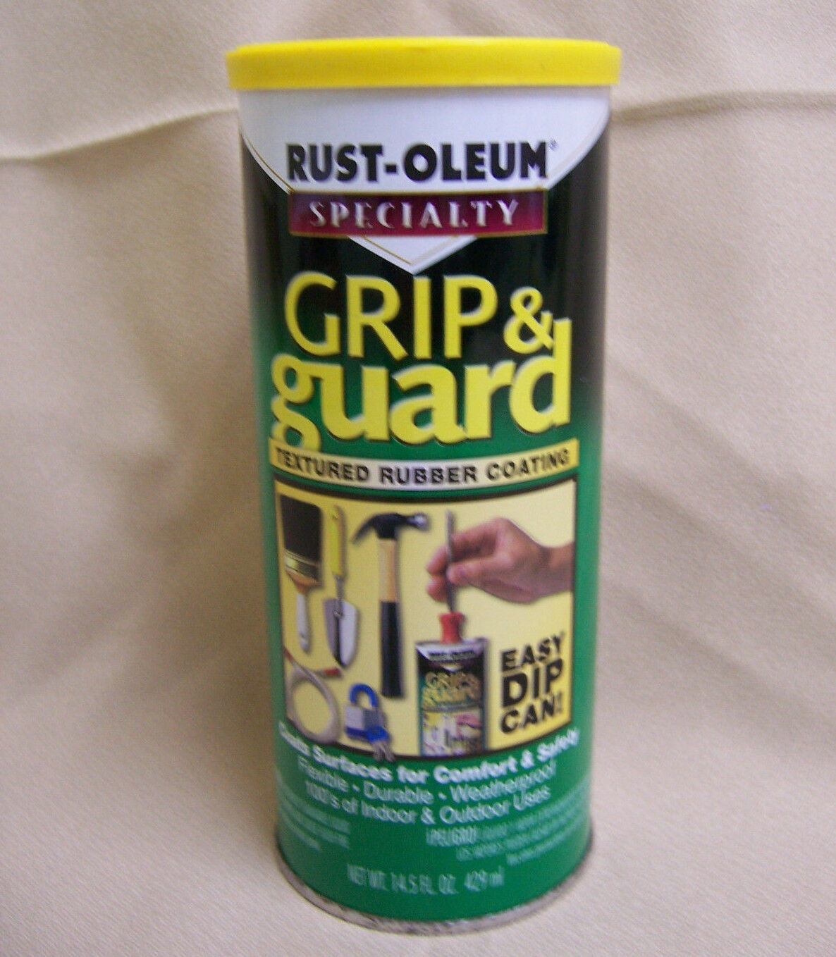 Rust-Oleum Grip & Guard Textured Rubber Coating YELLOW tool handle easy ...