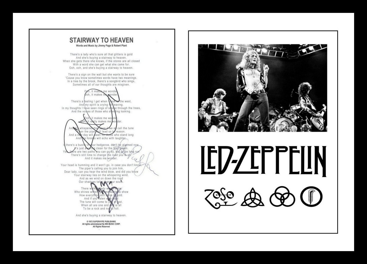 ULTRA RARE - LED ZEPPELIN - RARE FULL BAND - AUTHENTIC HAND SIGNED ...
