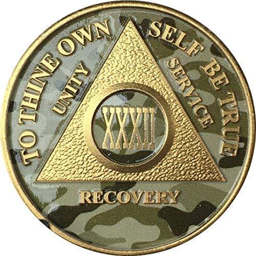32 Year AA Medallion Camo Gold Plated Anniversary Chip Camouflage Color ...