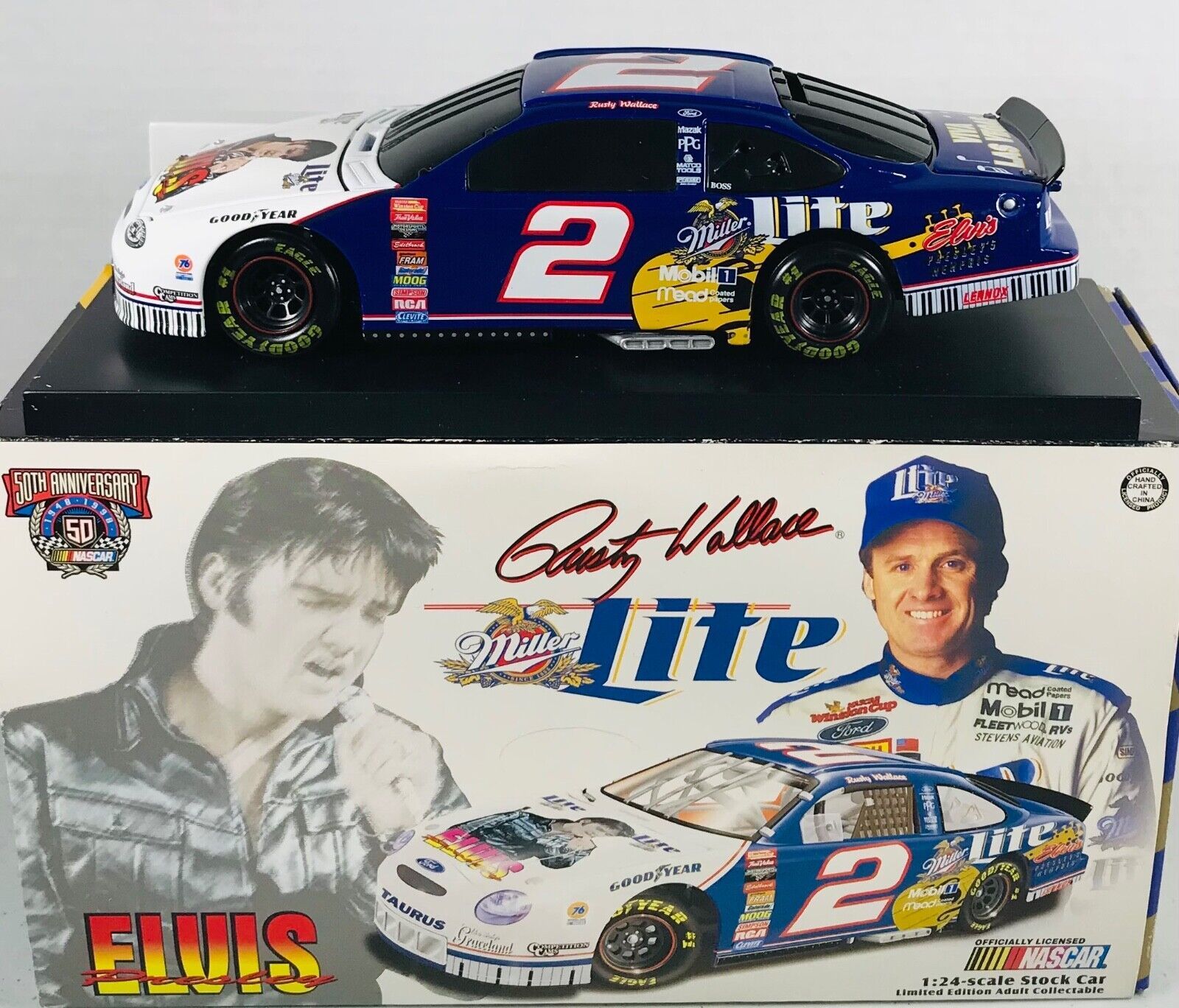 Action #2 Rusty Wallace - Elvis Miller Lite- 1998 Taurus 1/24 Scale ...