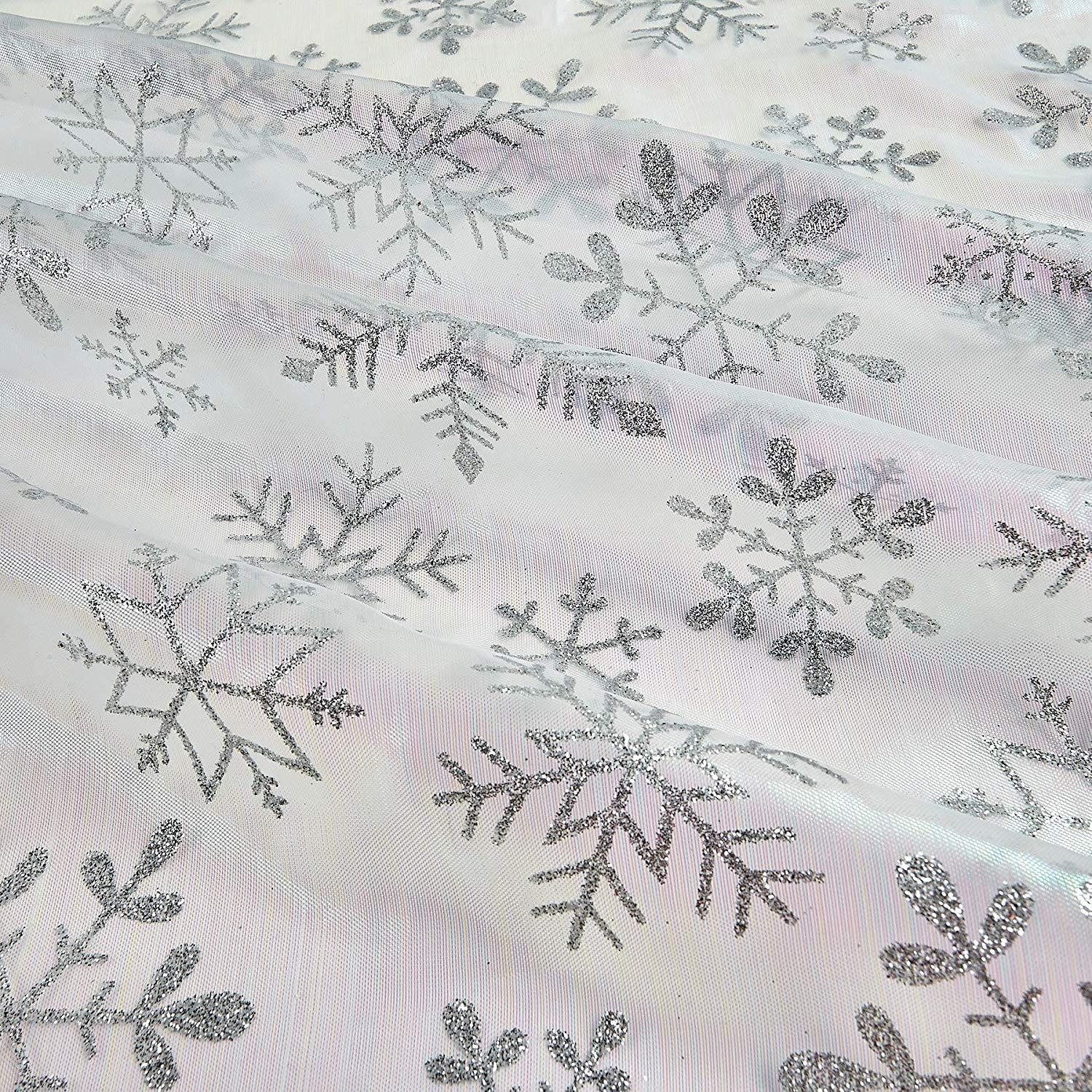Snowflake Sheer Iridescent Snowflake Organza White 60 inch Fabric by ...