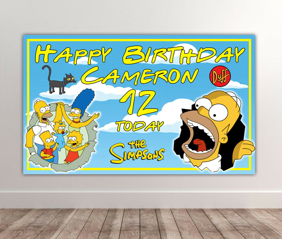 2 X THE SIMPSONS Personalised Birthday Backdrop - Simpsons Banner 40 x ...