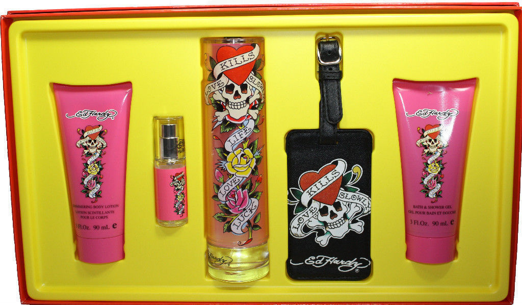 Ed Hardy by ED HARDY 5 Piece EDP GIFT SET for Women SPRAY LOTION GEL ...