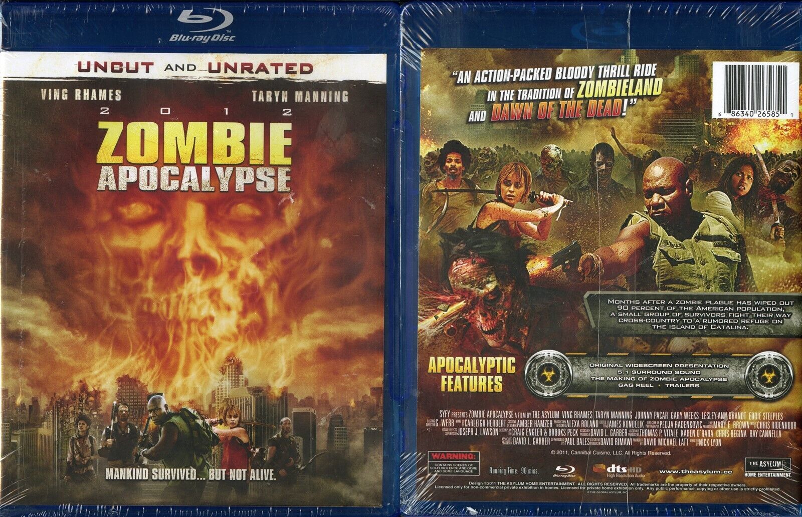 ZOMBIE APOCALYPSE UNCUT TARYN MANNING VING RHAMES BLU-RAY ASYLUM VIDEO ...