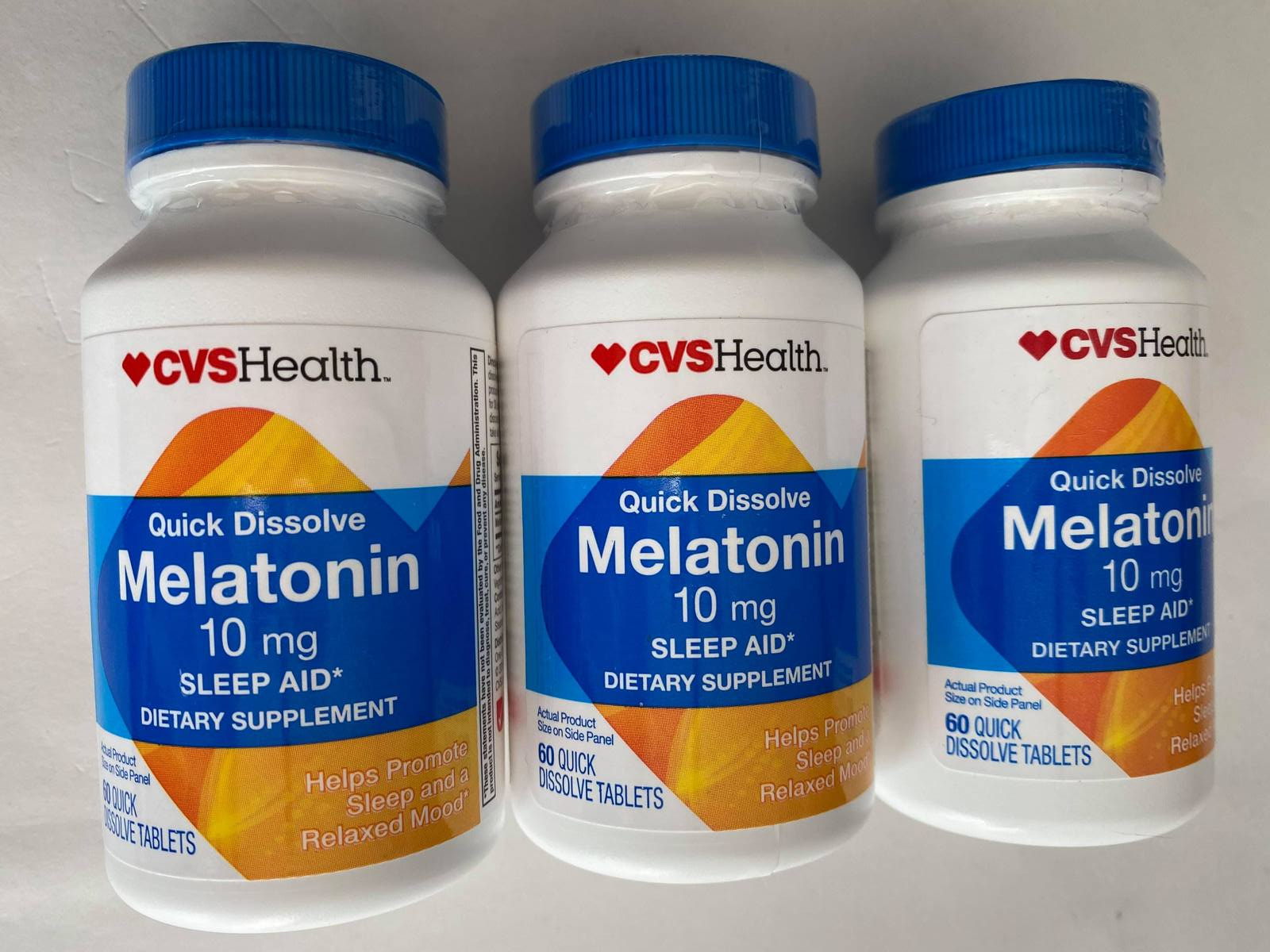 ( LOT OF 3 ) CVS Health Quick Dissolve Melatonin 10 mg sleep ( 60 ...