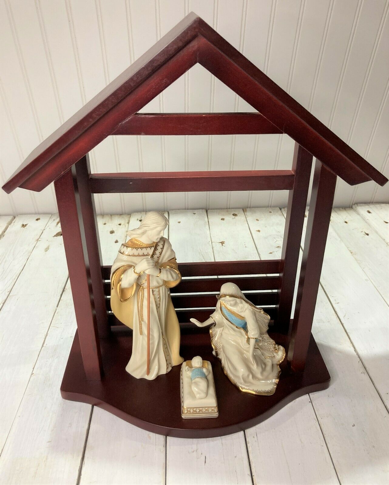 Lenox First Blessing 4 Pc Nativity Joseph, Mary Baby Jesus w/WOOD ...