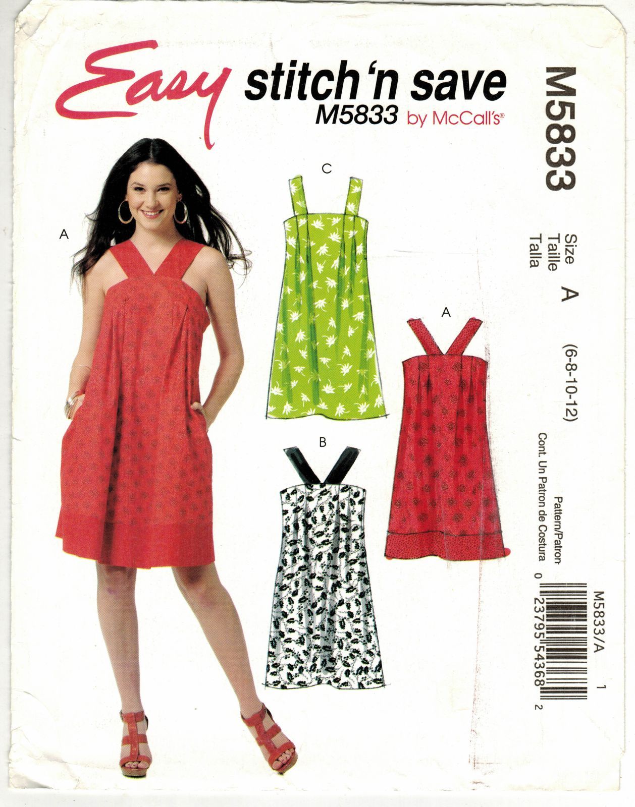 Misses Summer Shoulder Straps Inverted Pleat Dress Sew Pattern 6-12 ...