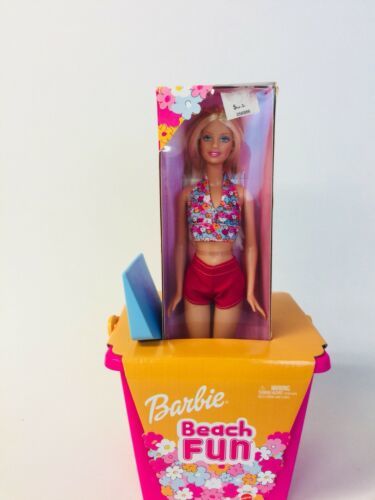 Beach Fun Barbie Doll Play Set Sand Bucket Pail Shovel Pink Bikini 2002 New 4147 Other