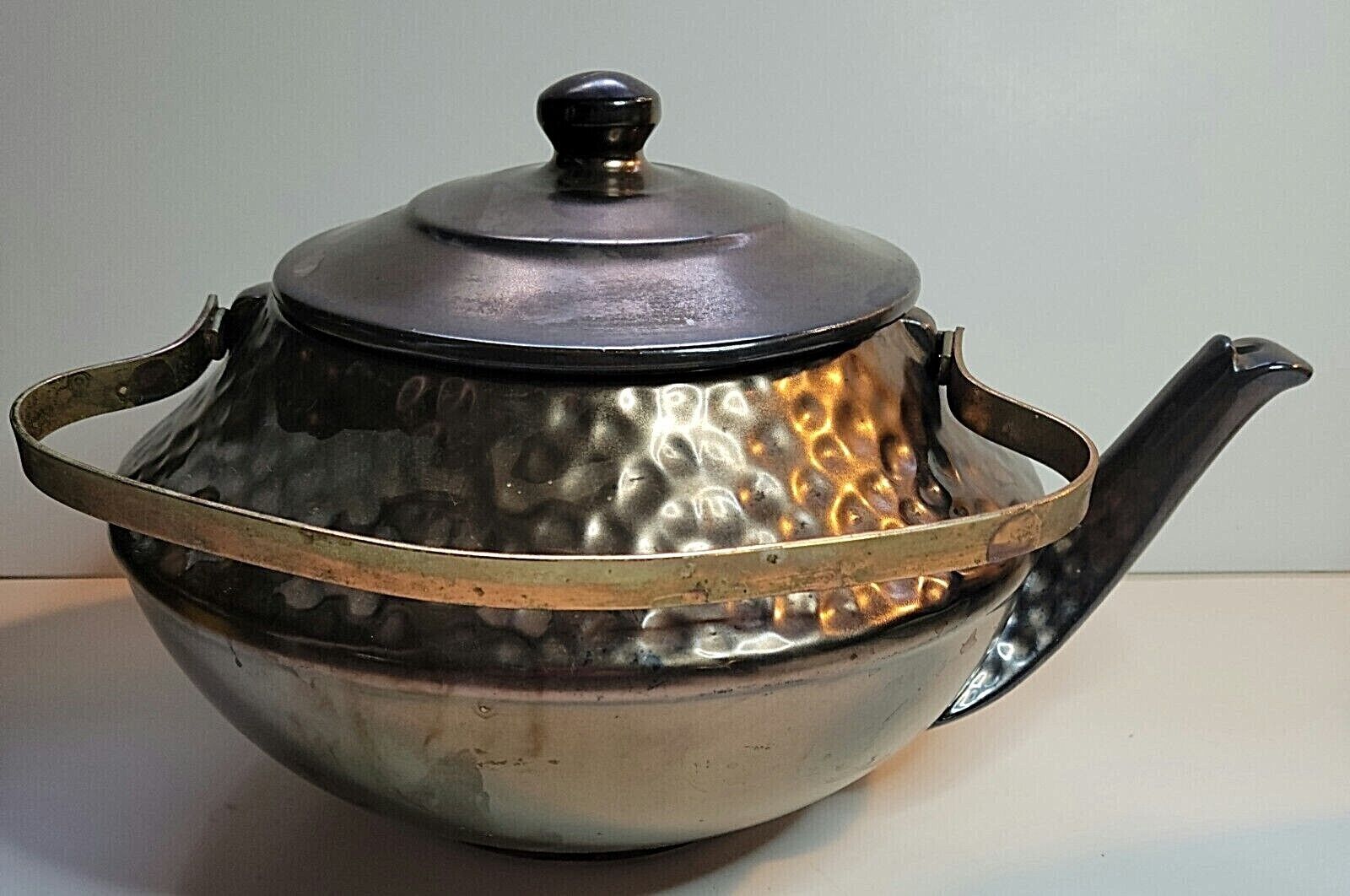 1970'S MCCOY TEA KETTLE COOKIE JAR HAMMERED BRONZE GLAZE POTTERY ...
