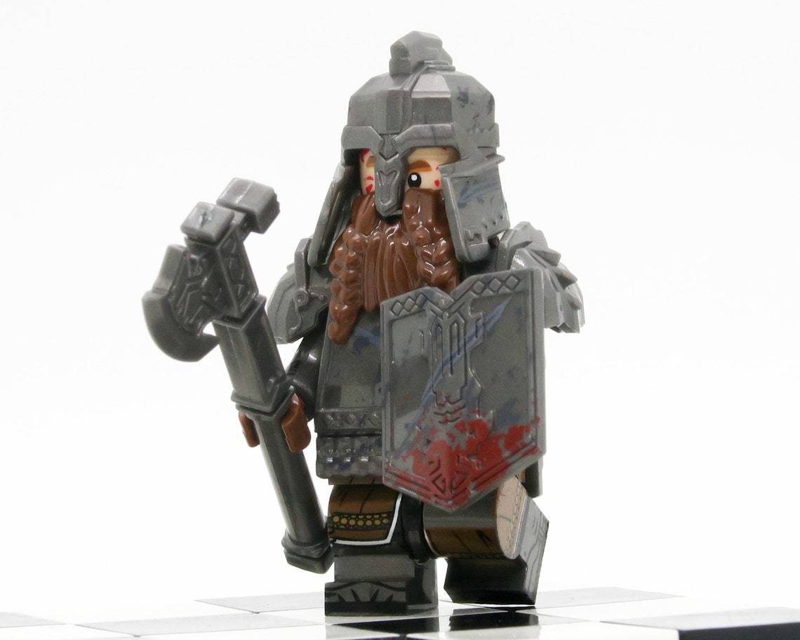 The Hobbit Heavy Armour Iron Hills Dwarf Warrior Minifigures Weapons ...