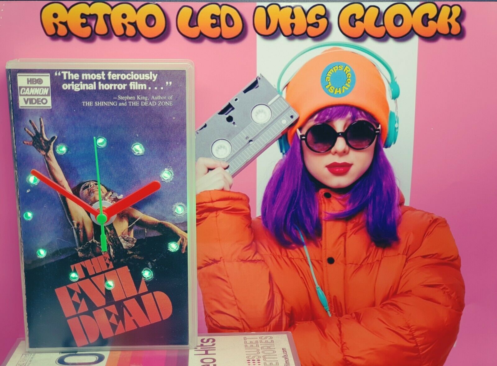 Retro Original backlit LED VHS Clock, Evil Dead VHS Case Desk or wall ...