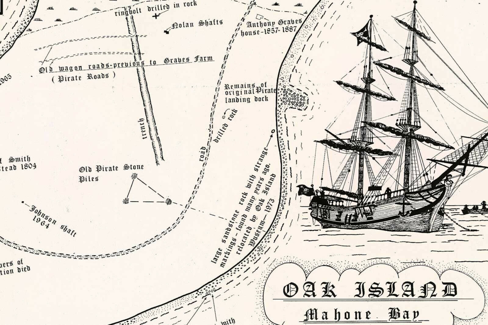 1974 Fred Nolan Curse of Oak Island Treasure Map Nova Scotia Canada ...