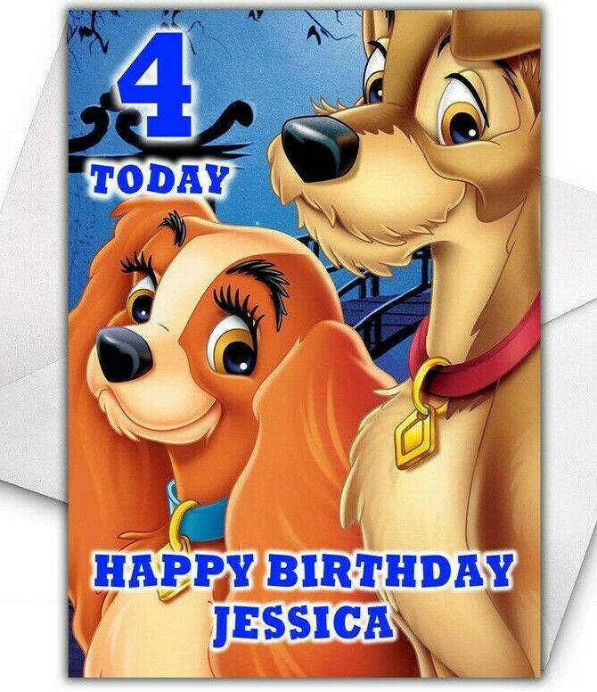LADY AND THE TRAMP Personalised Birthday Card - Large A5 - Disney Lady ...