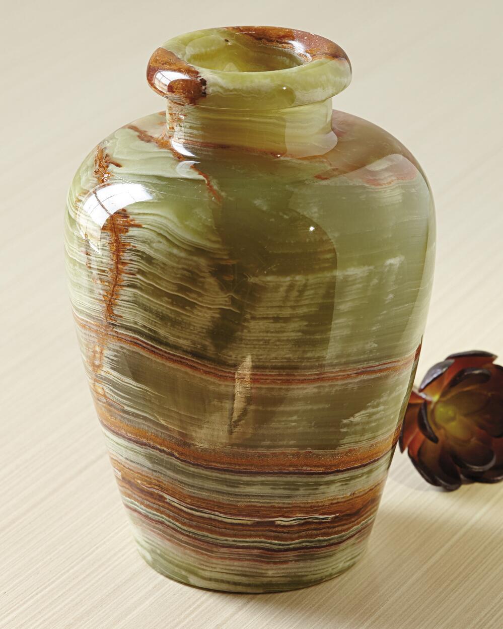 Smithsonian Banded Travertine Bud Vase 5.75" - Home Décor