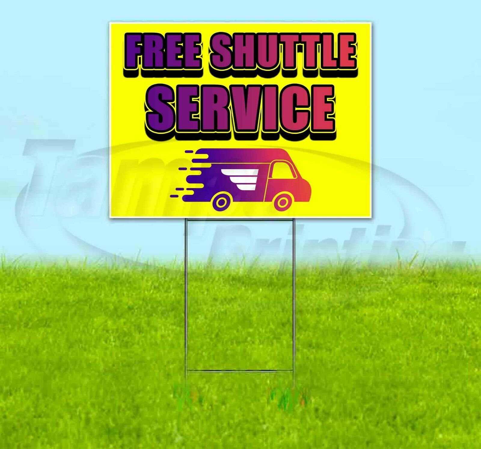 FREE SHUTTLE SERVICE 18x24 Yard Sign WITH STAKE Corrugated Bandit USA ...