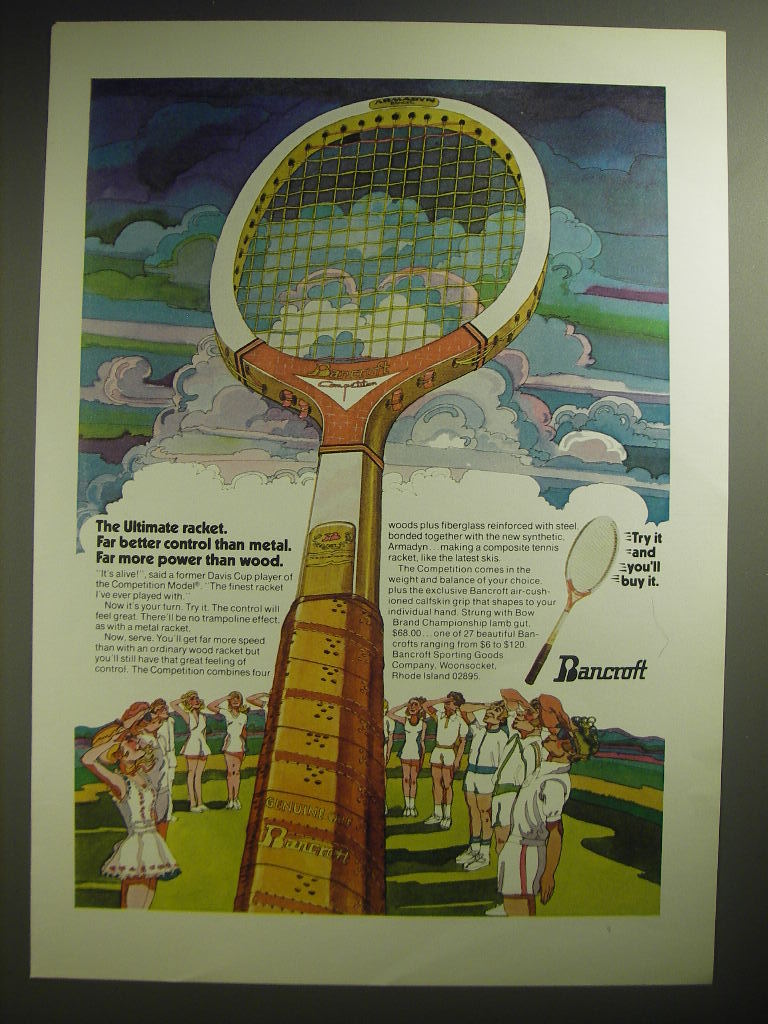 1974 Bancroft Competition Model Tennis Racket Advertisement - The ...